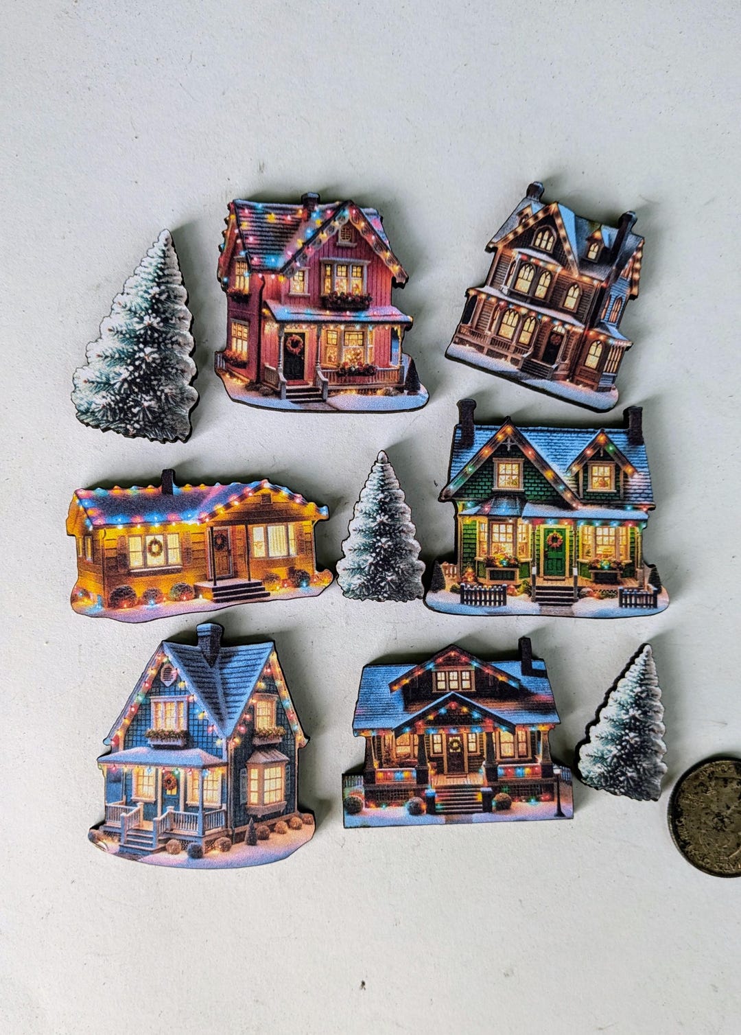 Mini Neighbourhood Houses Woodcut Art and Jewelry Supplies - Etsy