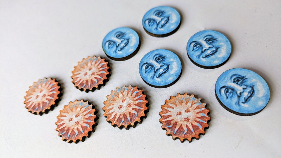 10 Tiny Sun and Moon Woodcut Craft Shapes - Etsy