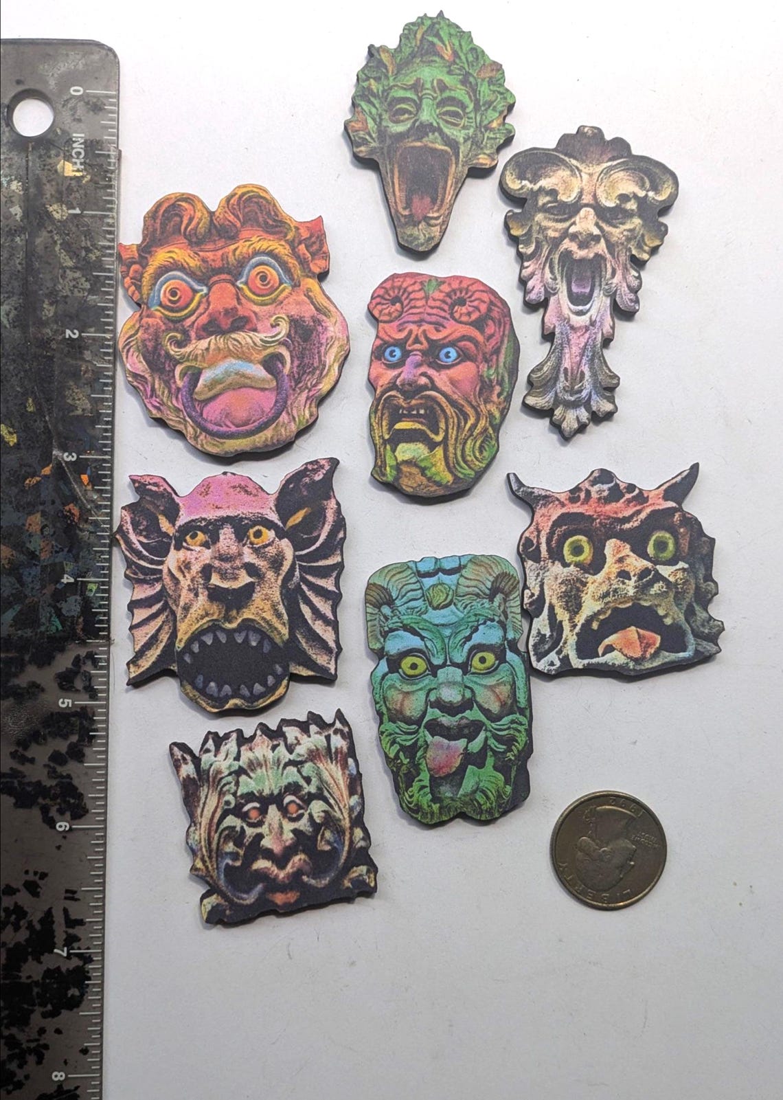 Grotesque Gargoyle Art Doll Faces Art Parts Woodcut Shapes - Etsy