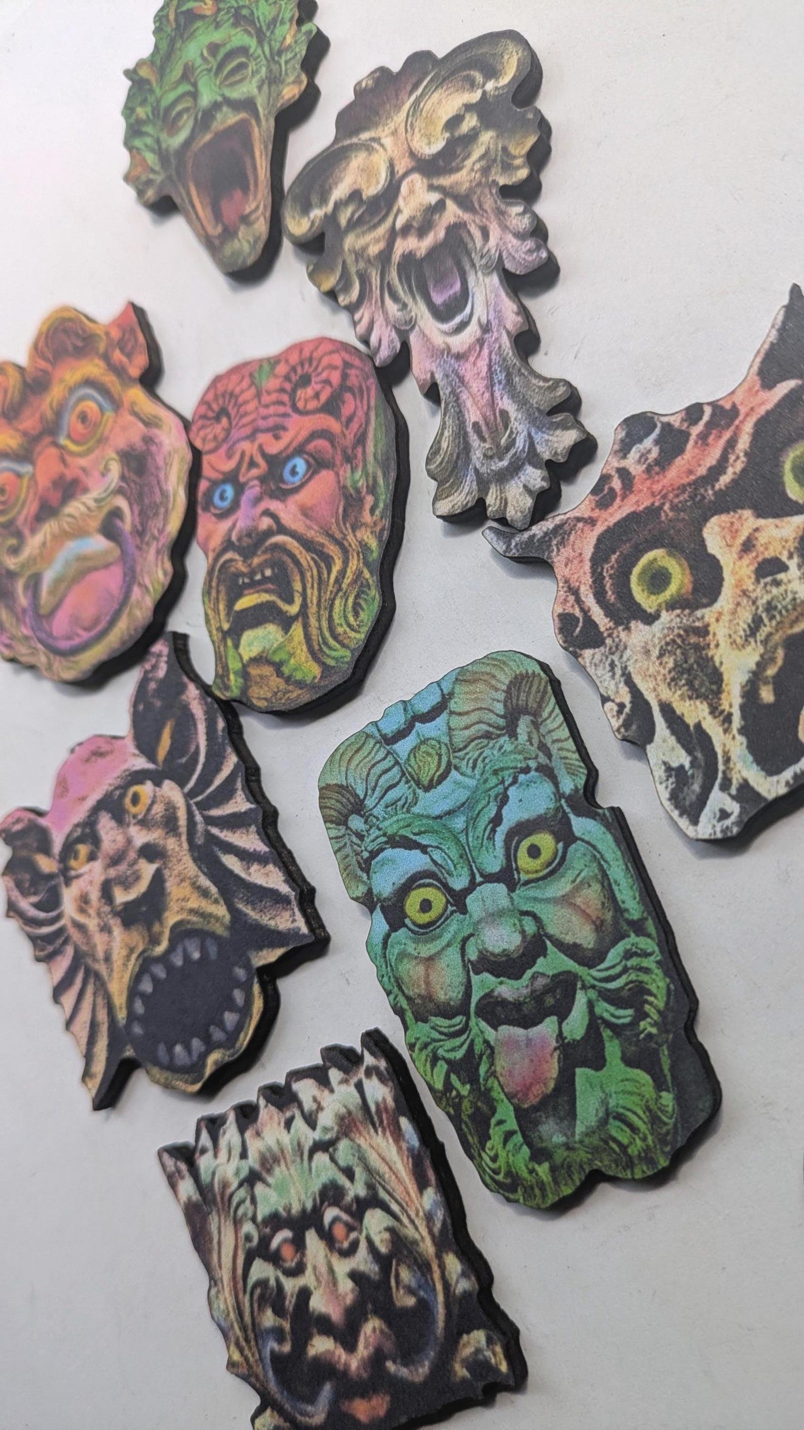 Grotesque Gargoyle Art Doll Faces Art Parts Woodcut Shapes - Etsy