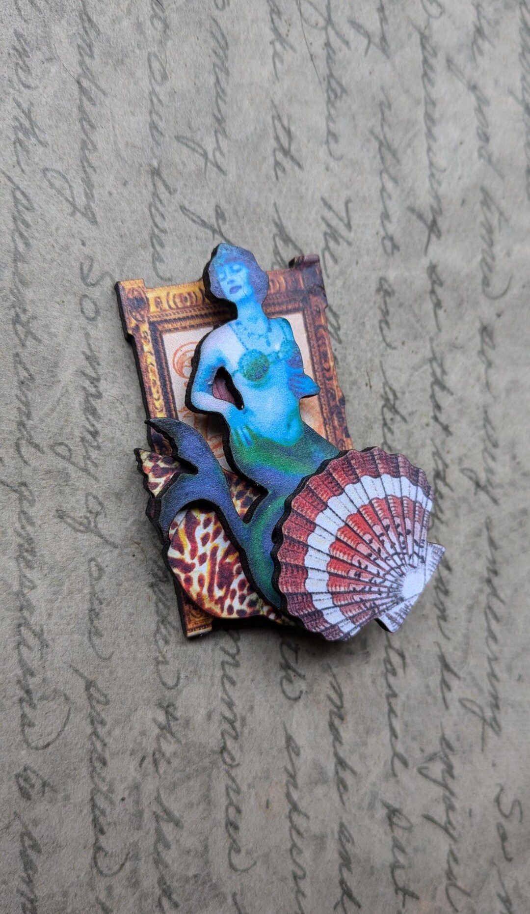 Siren Collage Art Brooch - Etsy