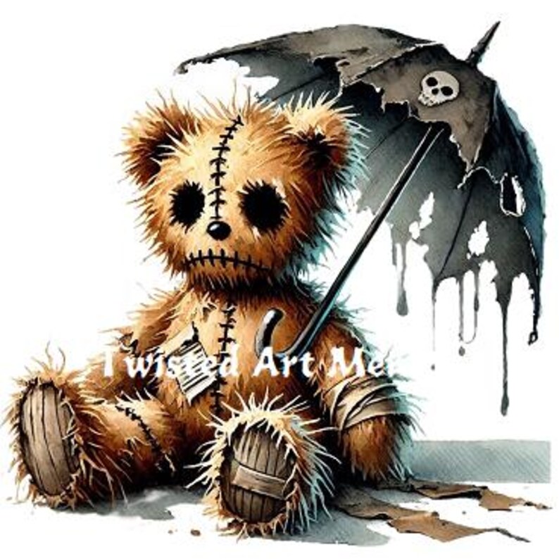 Creepy Teddy Bear Clipart - 12 Creepy Teddy Bear JPGS - Digital ...