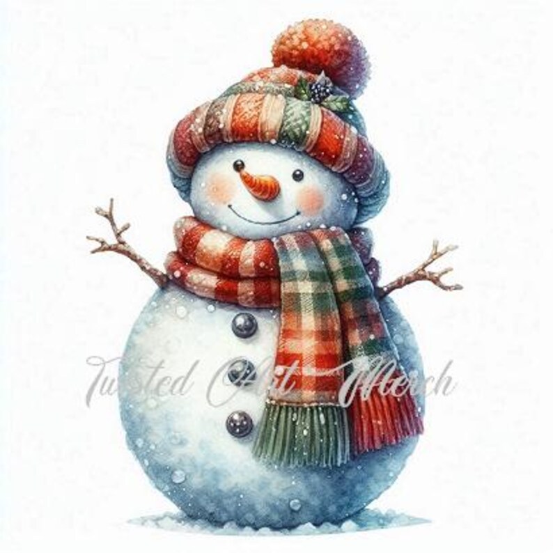 11 Cute Snowmen Watercolor Jpgs - Digital Download Jpgs - 4096 X 4096 ...