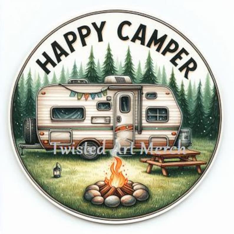 Happy Camper Clipart: RV Camping Scene Jpgs (digital Download) - Etsy