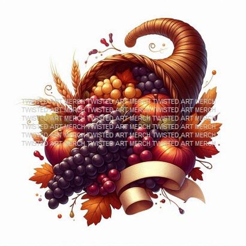 Thanksgiving Cornucopia Digital Art: Autumn Harvest JPG Bundle (digital ...
