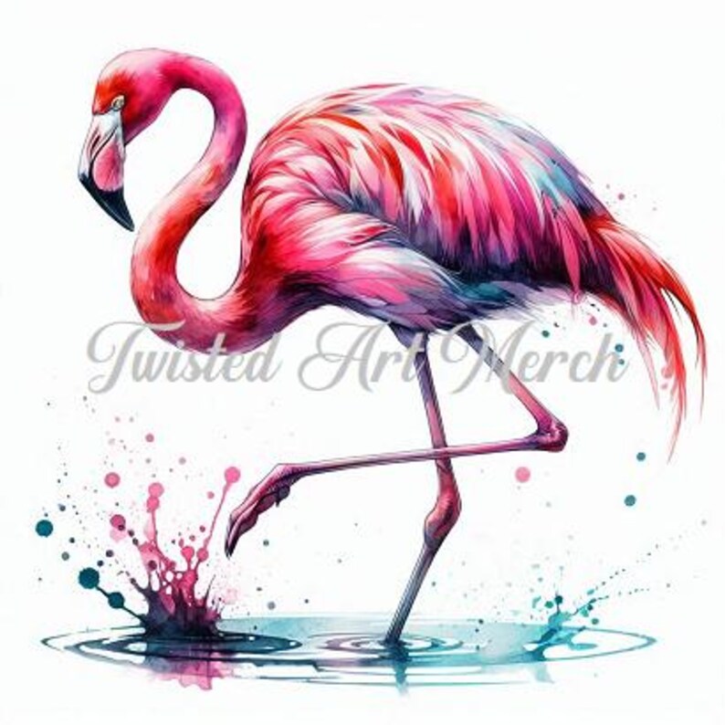Watercolor Flamingo Clipart: Vibrant Pink Bird Graphics (digital Jpgs ...