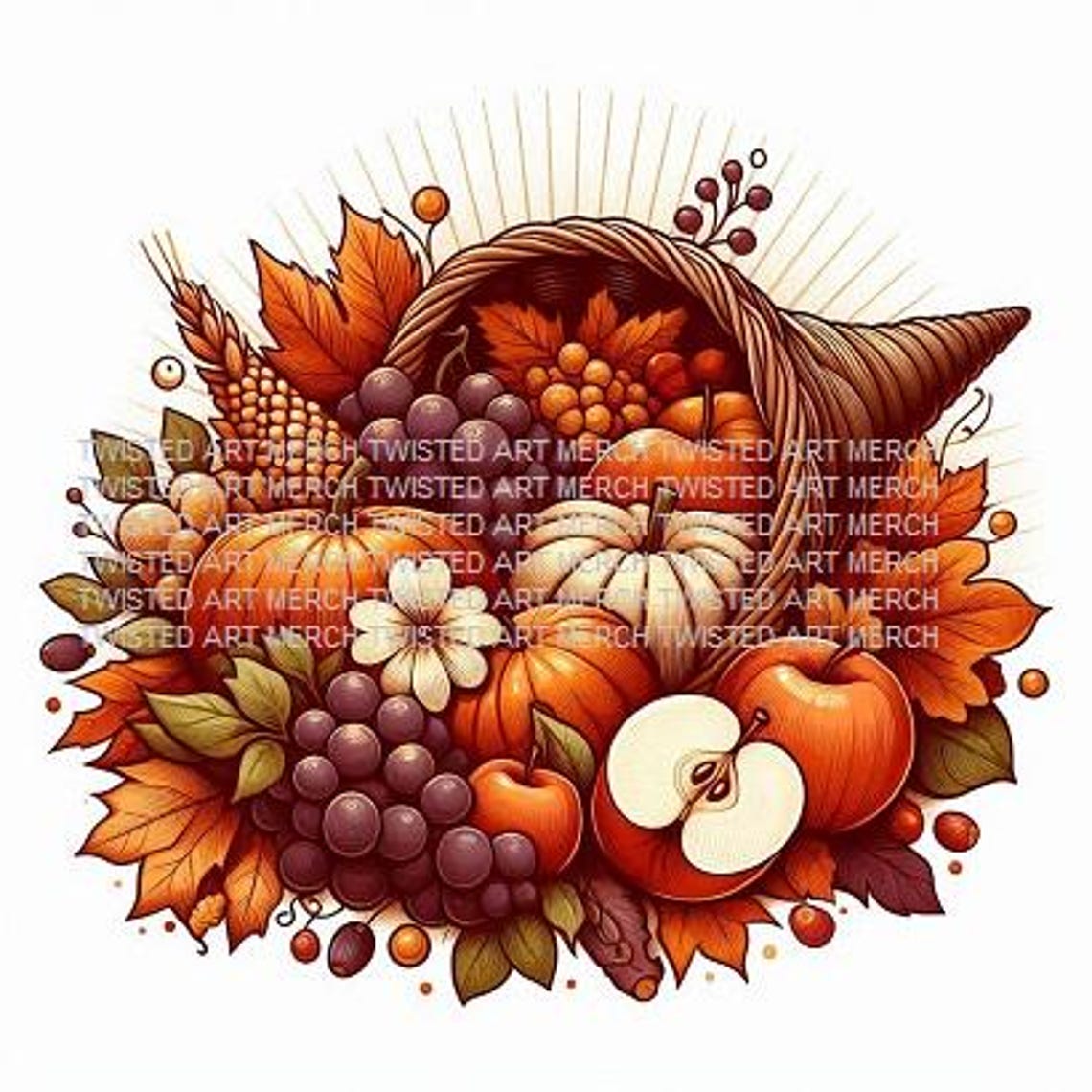 Thanksgiving Cornucopia Digital Art: Autumn Harvest JPG Bundle (digital ...