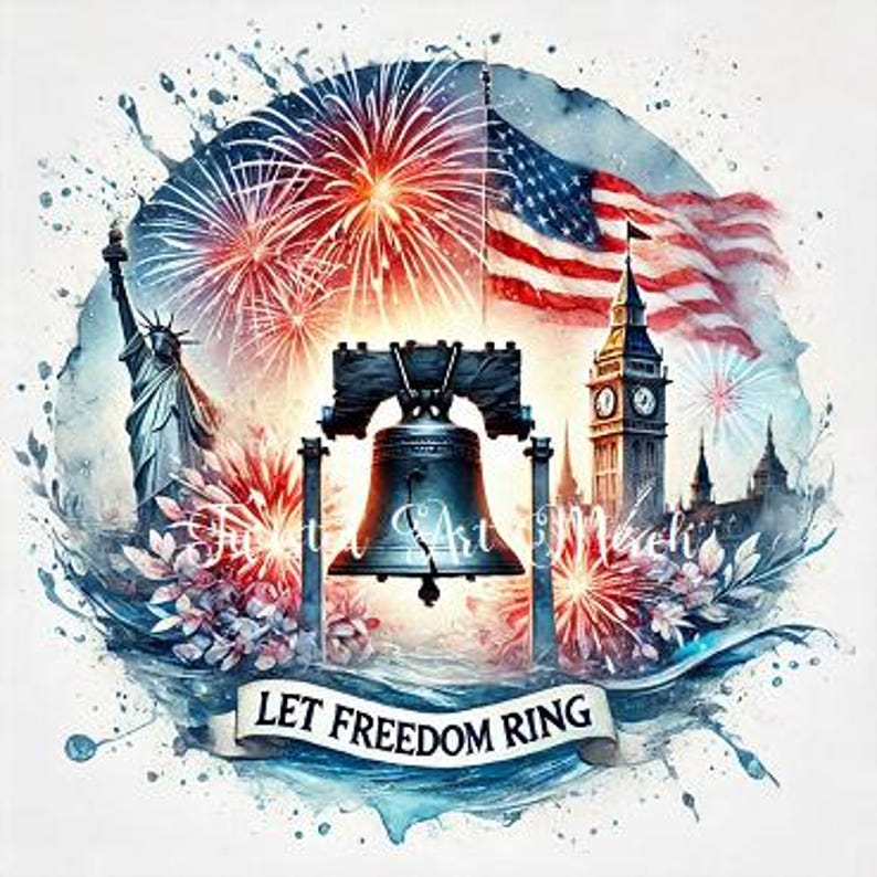 Liberty Bell Clipart: Patriotic Let Freedom Ring Jpgs (digital Download ...