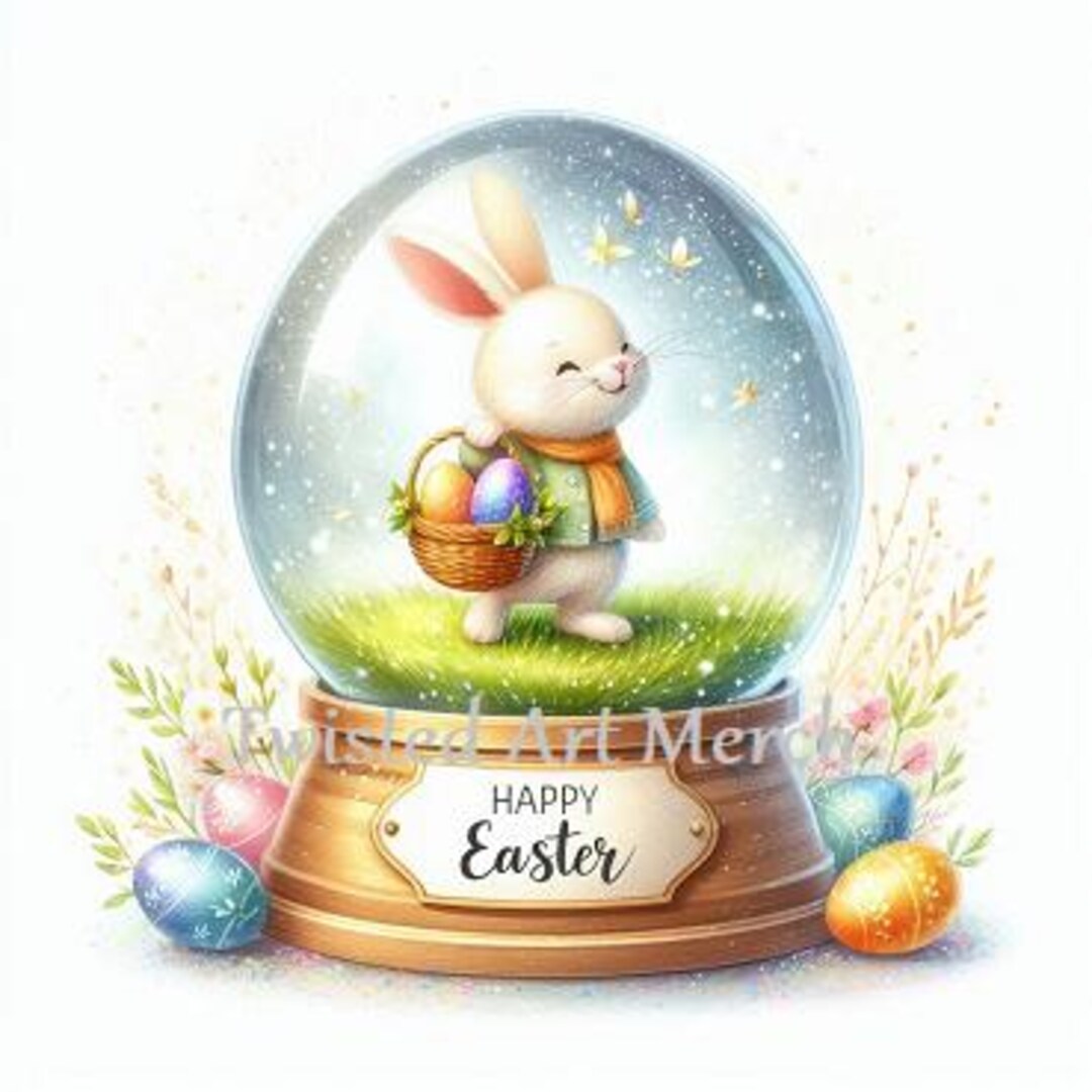 Easter Bunny Snow Globe Clipart - 10 Easter Bunny Snow Globe Jpgs ...