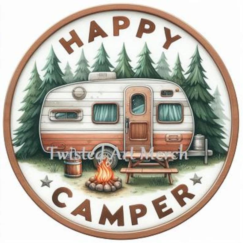 Happy Camper Clipart: RV Camping Scene Jpgs (digital Download) - Etsy