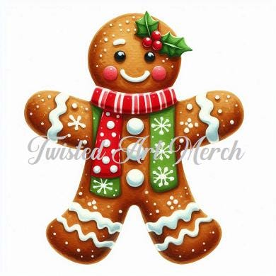 Gingerbread Men Christmas Clipart: Scrapbooking & Cardmaking (digital ...