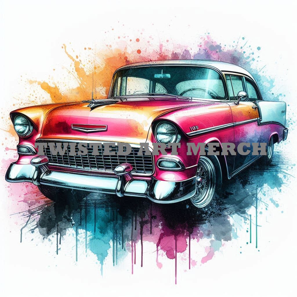 Vintage Watercolor Car Clipart Set: Mustang, Model-t (digital Download ...