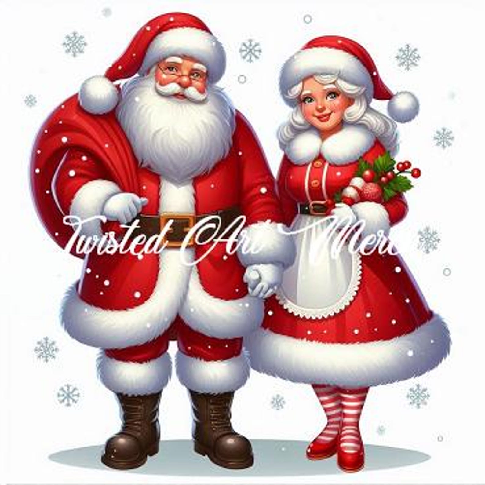 Santa & Mrs. Claus Christmas Clipart: 7 Jpgs for Cardmaking (digital ...
