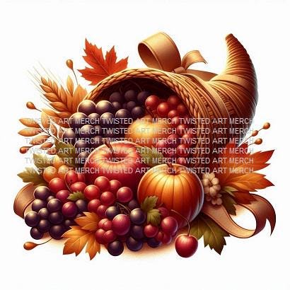 Thanksgiving Cornucopia Digital Art: Autumn Harvest JPG Bundle (digital ...