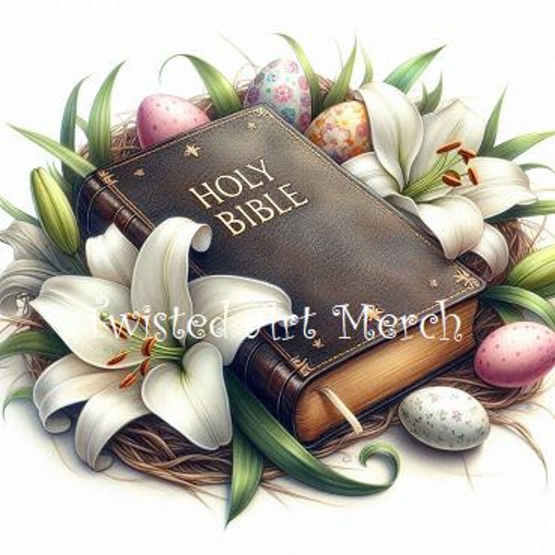The Holy Bible Easter Clipart - 5 Holy Bible With Easter Lilies Jpgs ...