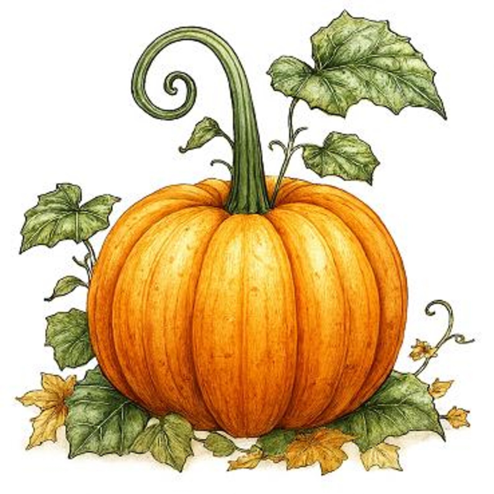 Pumpkin Clipart - 10 Pumpkin Digital Jpgs - Pumpkins With Vines ...