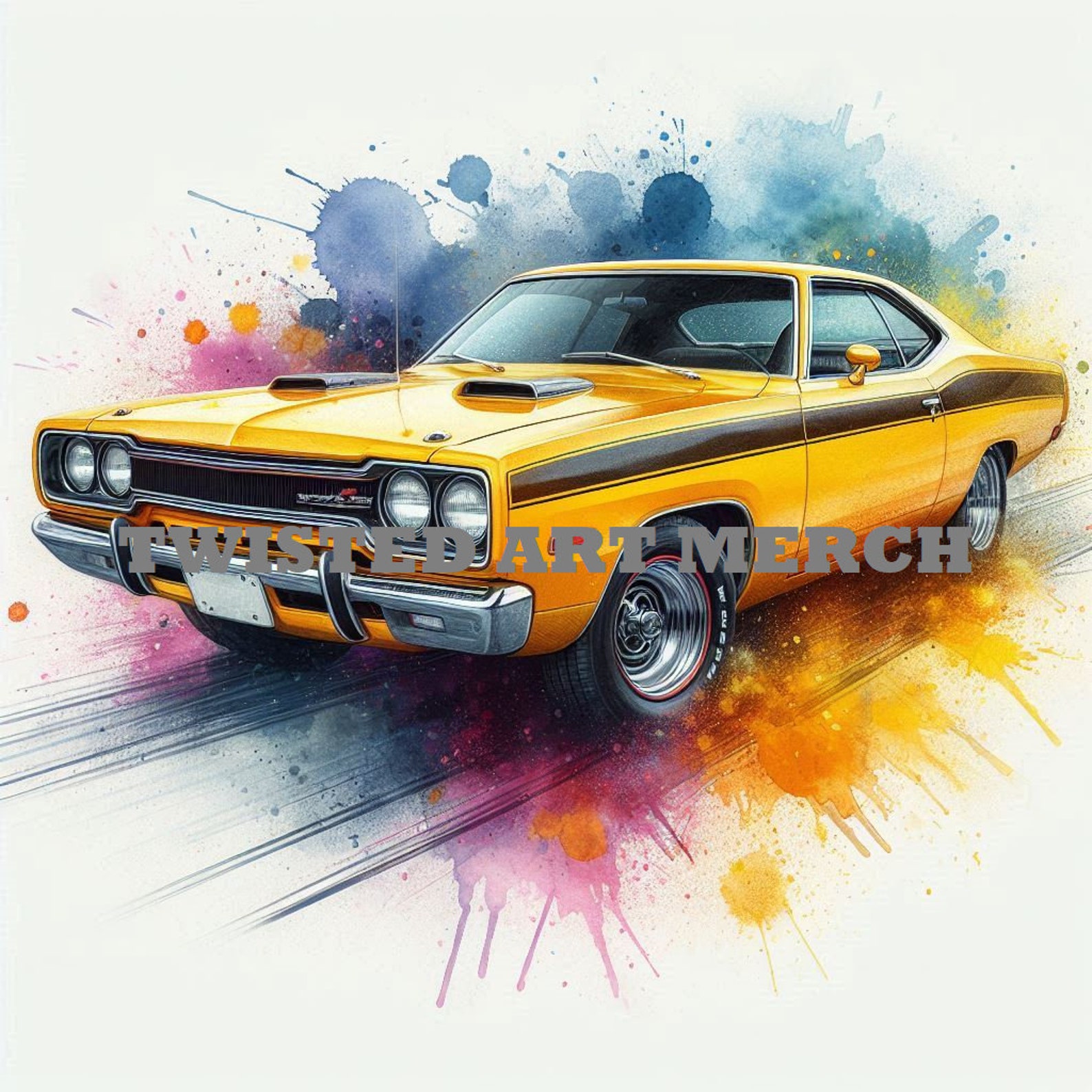 Vintage Watercolor Car Clipart Set: Mustang, Model-t (digital Download ...