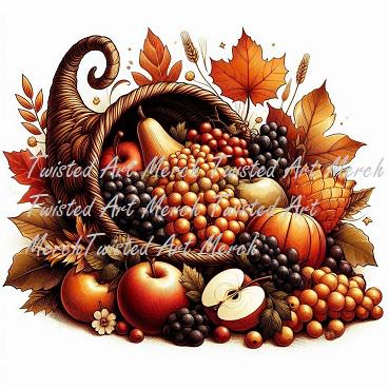 Thanksgiving Cornucopia Digital Art: Autumn Harvest JPG Bundle (digital ...
