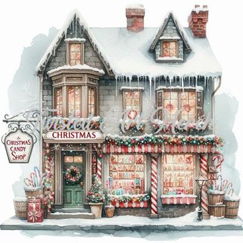 Christmas Candy Shop JPG - 10 Holiday Clipart Jpgs - Old Fashioned ...