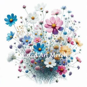 Wildflower Flowerbed Clipart = 10 Wildflower Jpgs - 3000 X 3000px ...
