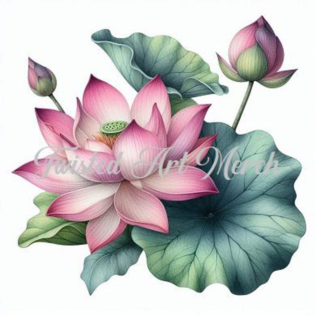 Watercolor Lotus Flower Clipart: Floral Art Jpgs (digital Download) - Etsy