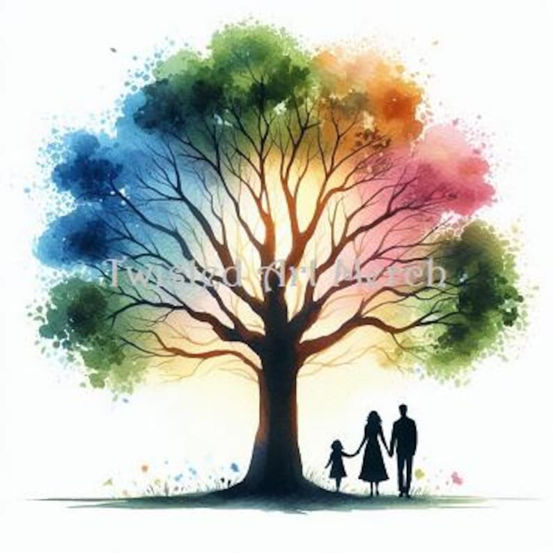 Family Tree Clipart: Genealogy Art, Cardmaking (3000x3000px JPG) - Etsy ...