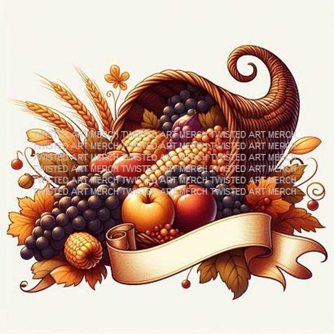 Thanksgiving Cornucopia Digital Art: Autumn Harvest JPG Bundle (digital ...