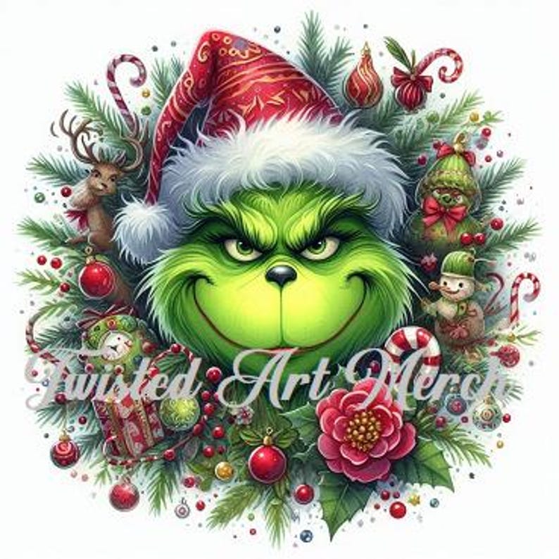 Grinch Christmas Clipart: 6 Jpgs for Cardmaking (digital Download) - Etsy