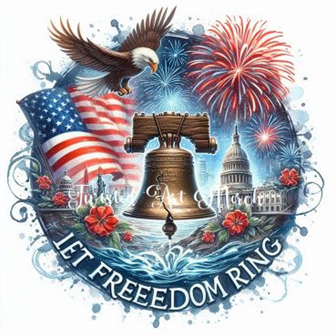 Liberty Bell Clipart: Patriotic Let Freedom Ring Jpgs (digital Download ...