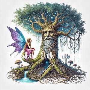 Fairy Talking With Old Tree Clipart - 10 Fairy Jpgs - 3000 X 3000px ...