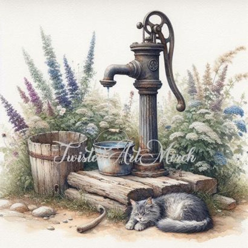 Vintage Hand Pump JPG Images: Scrapbooking, Cardmaking (digital ...