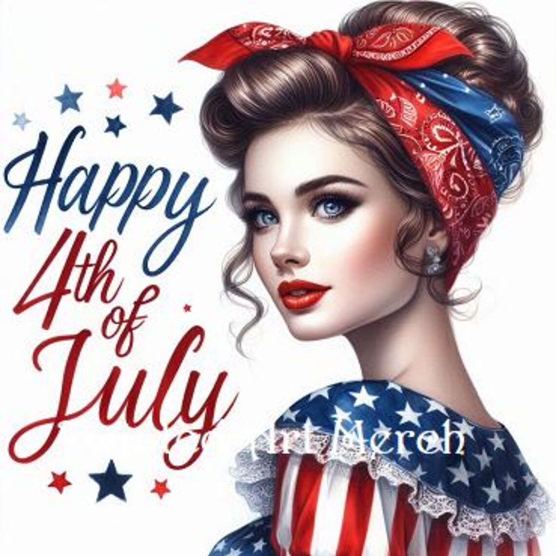 4th of July Clipart: Patriotic Beauties, Red White Blue (digital ...