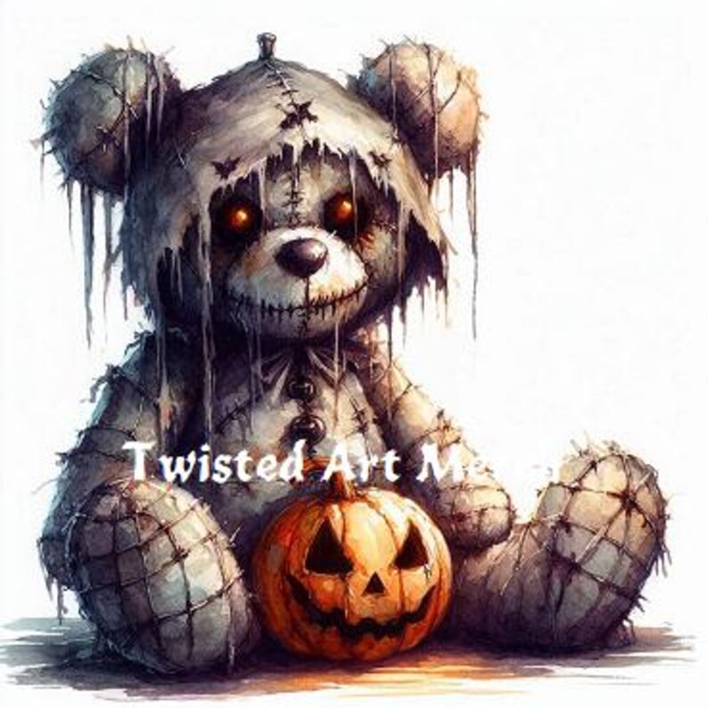 Creepy Teddy Bear Clipart - 12 Creepy Teddy Bear JPGS - Digital ...