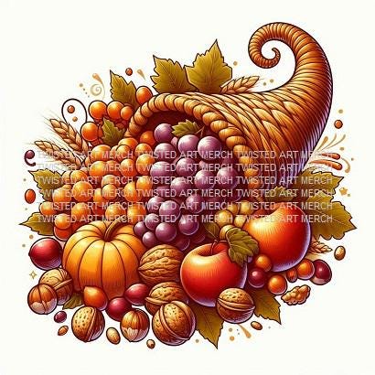 Thanksgiving Cornucopia Digital Art: Autumn Harvest JPG Bundle (digital ...