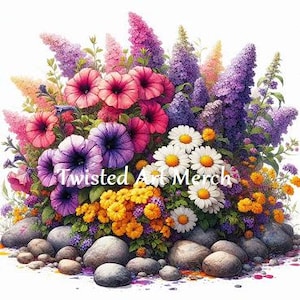 Wildflower Flowerbed Clipart = 10 Wildflower Jpgs - 3000 X 3000px ...