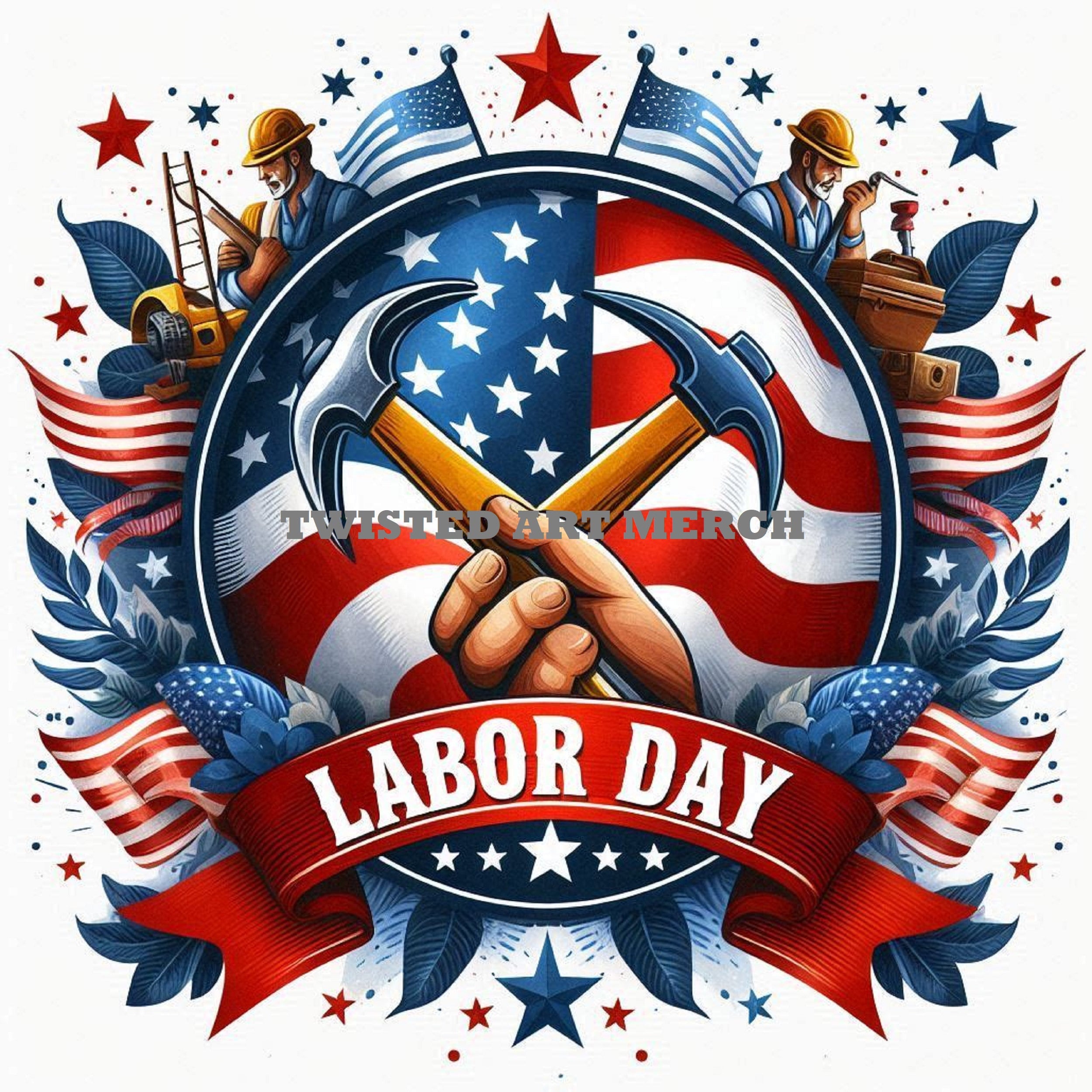 Labor Day American Flag Graphic: Patriotic USA Design (digital Download ...
