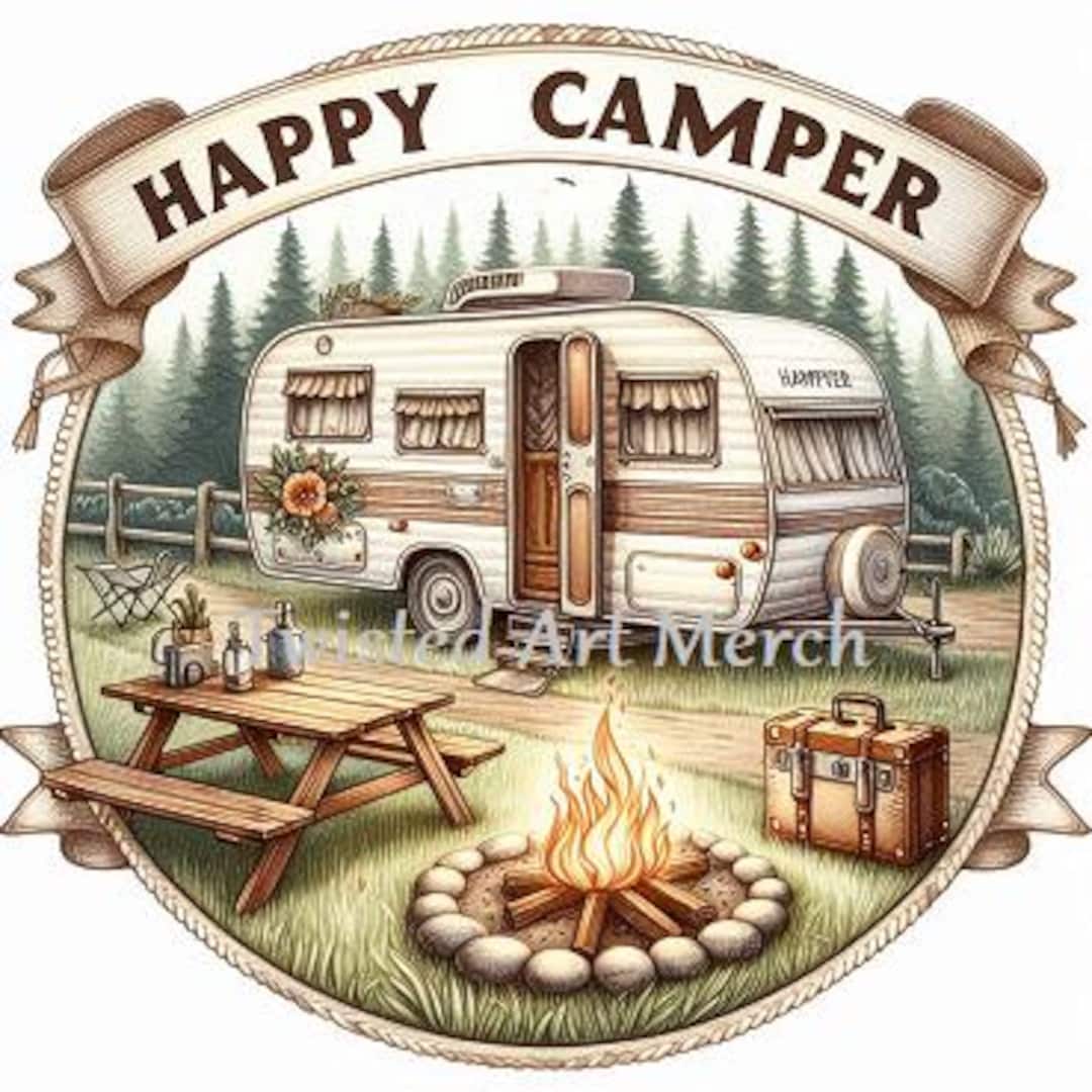 Happy Camper Clipart: RV Camping Scene Jpgs (digital Download) - Etsy