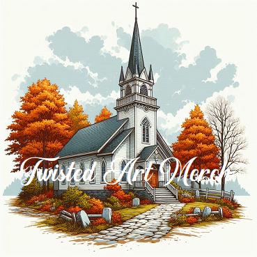 Country Church Fall Scene Clipart: JPG Downloads (3000x3000px) - Etsy