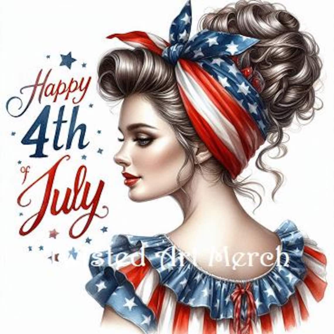 4th of July Clipart: Patriotic Beauties, Red White Blue (digital ...