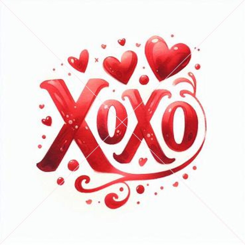Valentine's Day XOXO Clipart: Scrapbooking & Cardmaking (JPG Digital ...