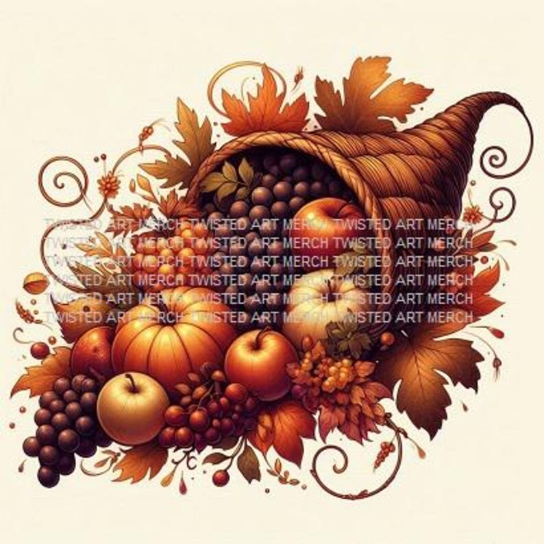 Thanksgiving Cornucopia Digital Art: Autumn Harvest JPG Bundle (digital ...