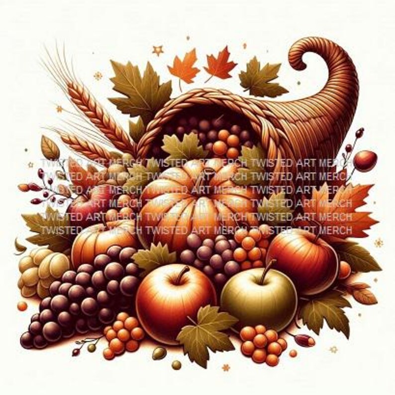 Thanksgiving Cornucopia Digital Art: Autumn Harvest JPG Bundle (digital ...
