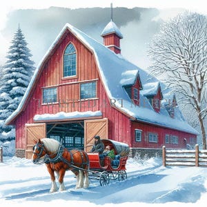 Farmhouse Barn Scene Prints: Autumn & Winter Rustic JPG Downloads - Etsy