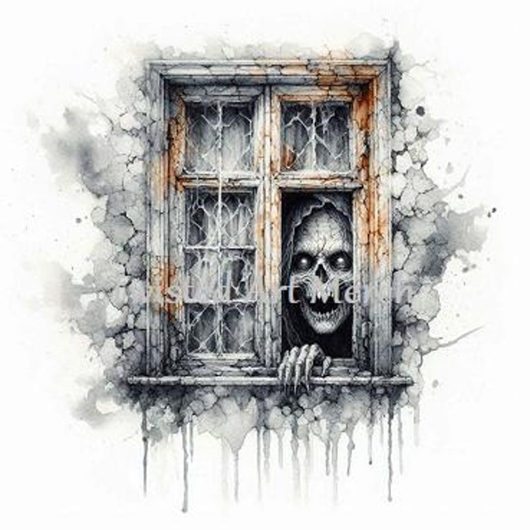 Spooky Monster in Window Clipart - 10 Monster in Window Jpgs - 3000 X ...
