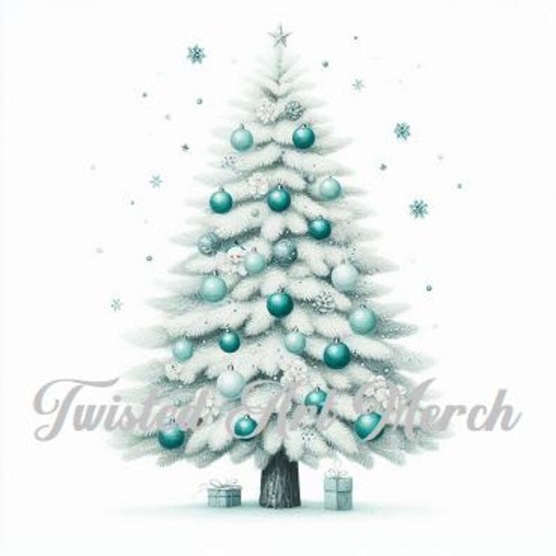 Watercolor Christmas Tree Clipart: White JPG Images (digital Download ...