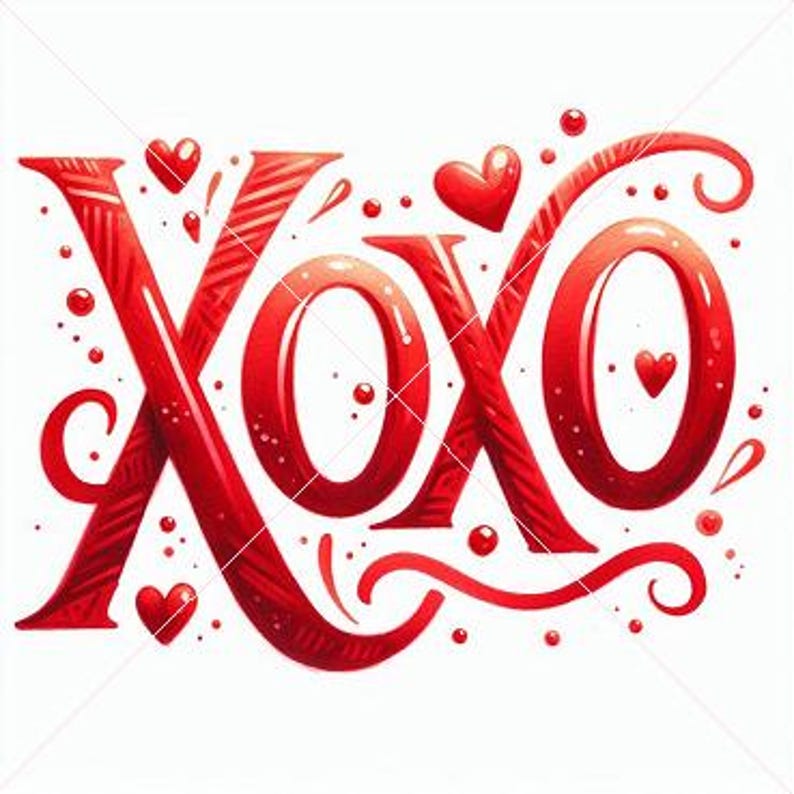 Valentine's Day XOXO Clipart: Scrapbooking & Cardmaking (JPG Digital ...