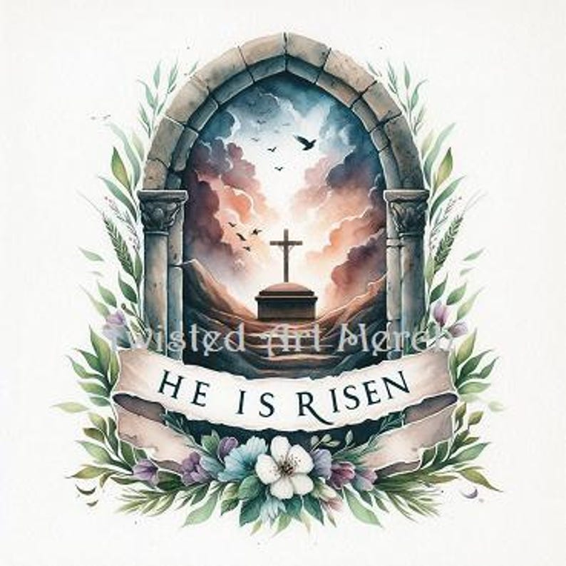He is Risen Easter Clipart: Resurrection Art (JPG Digital Download) - Etsy