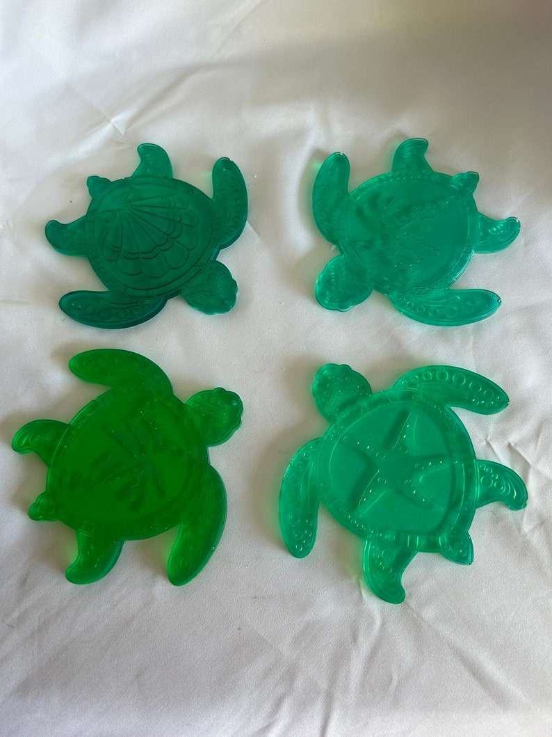 Vibrant Green Sea Turtle Shaped Resin Coasters, Set of 4 - Etsy