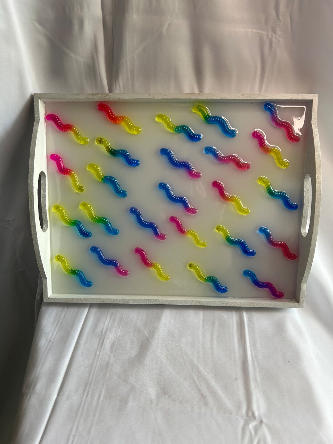 Cute and Colorful Gummy Worm Tray With Resin Gummy Worms Wall Art or ...