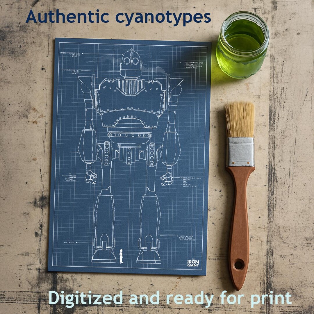 Iron Giant Printable Digital Poster – Retro Blueprint of the Cult Robot ...